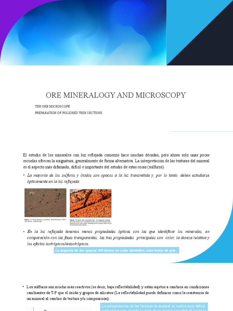 Ore Mineralogy and Microscopy | PDF | Minerales | Lente de la cámara