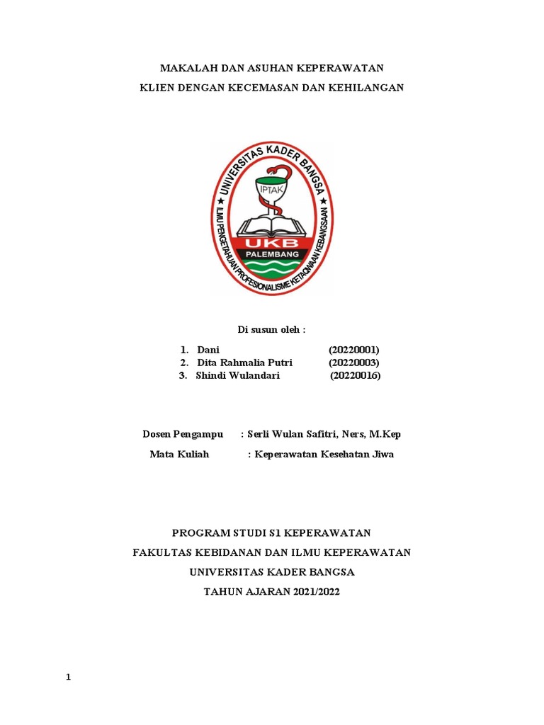 Makalah Askep Klien Dengan Kecemasan Dan Kehilangan | PDF Makalah Askep Klien Dengan Kecemasan Dan Kehilangan | PDF