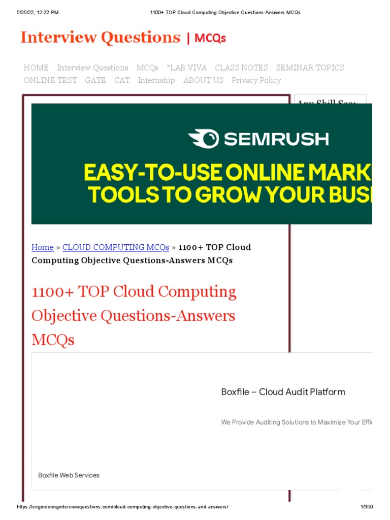 1100+ TOP Cloud Computing Objective Questions-Answers MCQs | PDF | Cloud Computing | Virtualization