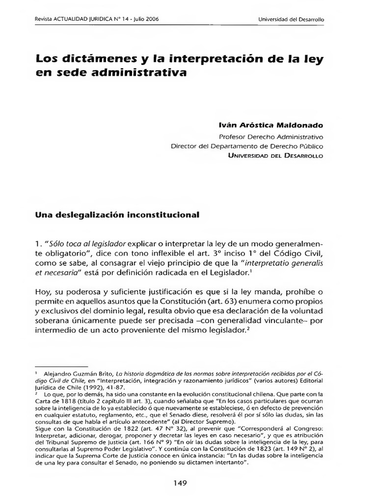 Derecho Administrativo - AJ-Num-14-P149 Los Dictámenes y La Interpretación de La Ley | PDF ...