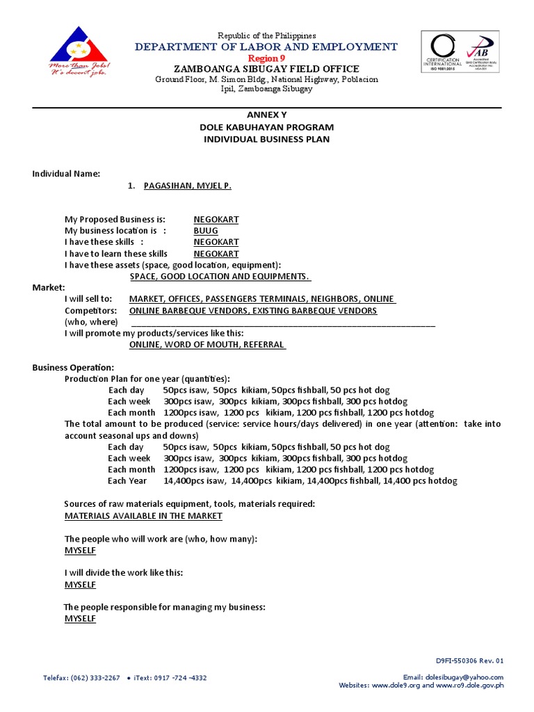 Department of Labor and Employment: Annex Y Dole Kabuhayan Program ...