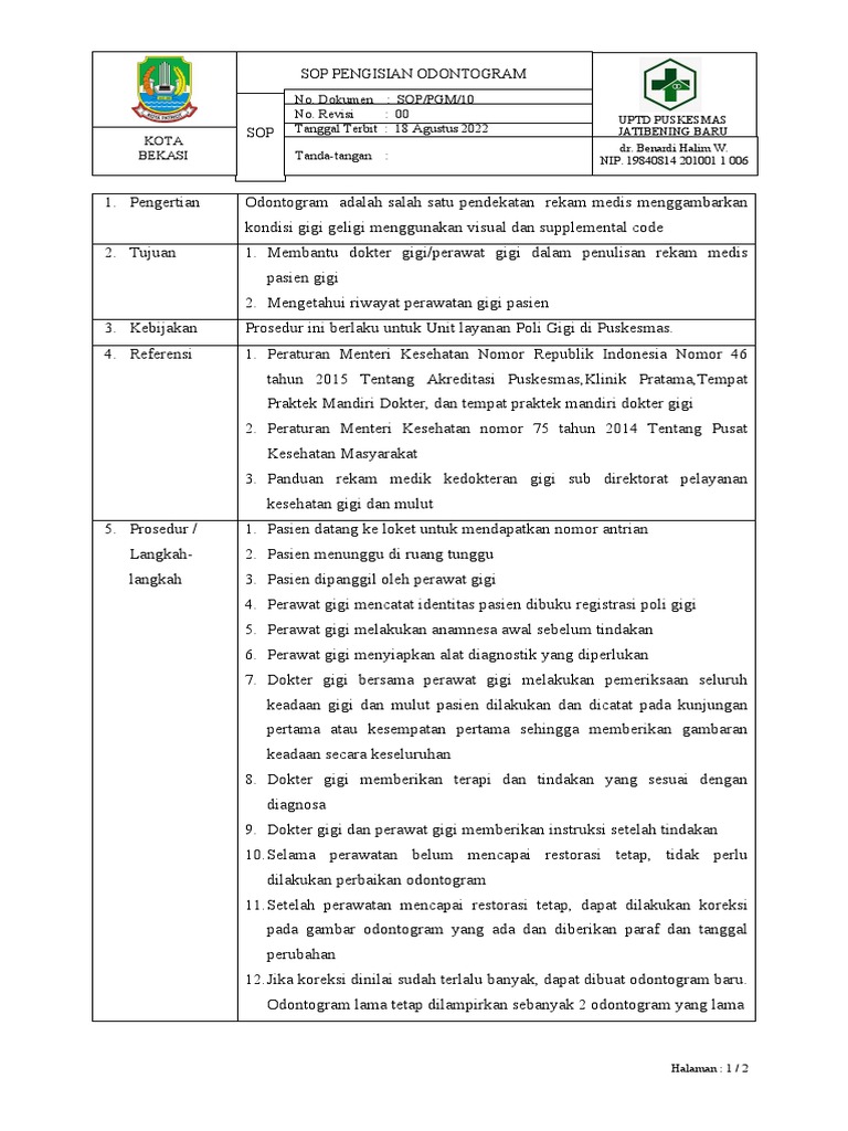 SOP Pengisian Odontogram | PDF | Sains & Matematika