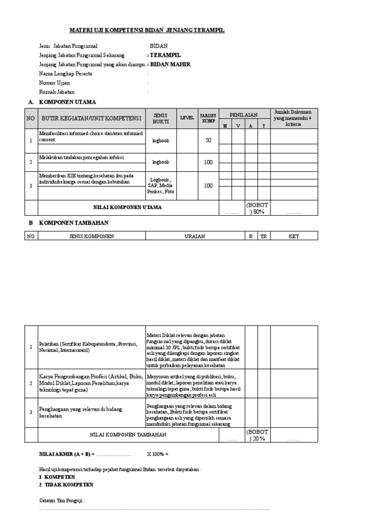 BIDAN RS Instrumen PORTOFOLIO UKOM - XLSX - TERAMPIL | PDF