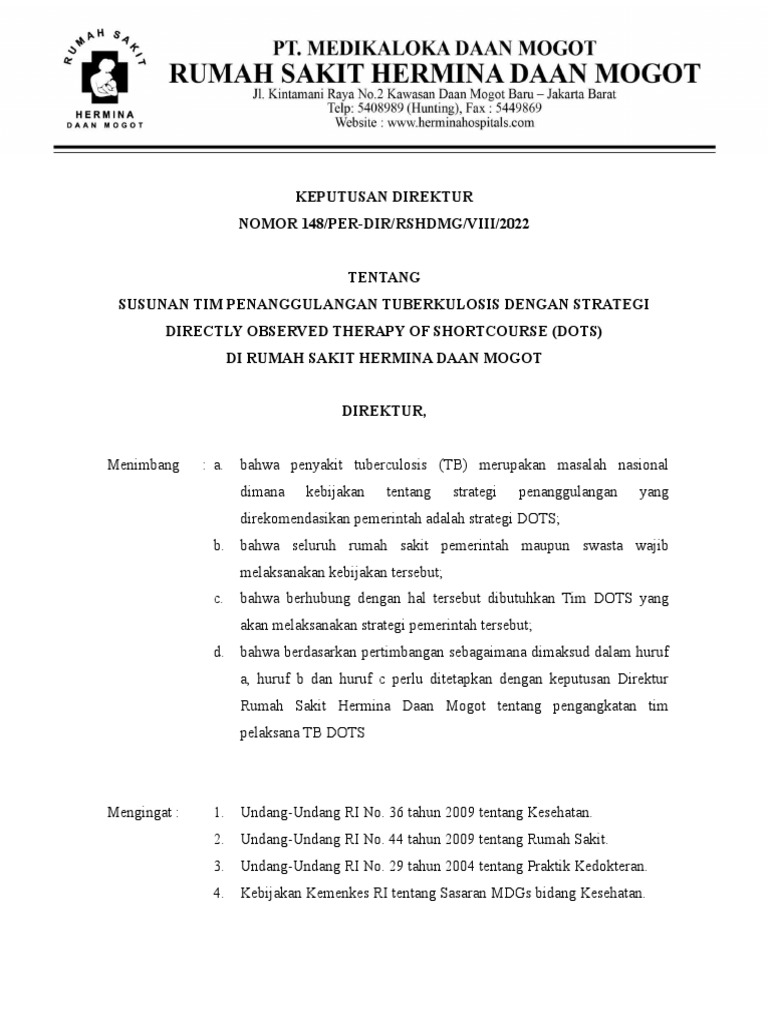 SK Pembentukan TIM TB DOTS 2022 | PDF
