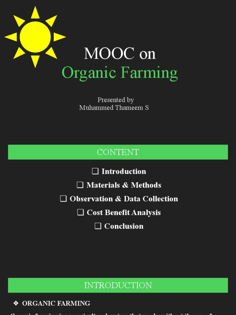 Muhammed Thameem - MOOC Presentation | PDF | Agriculture | Organic Farming