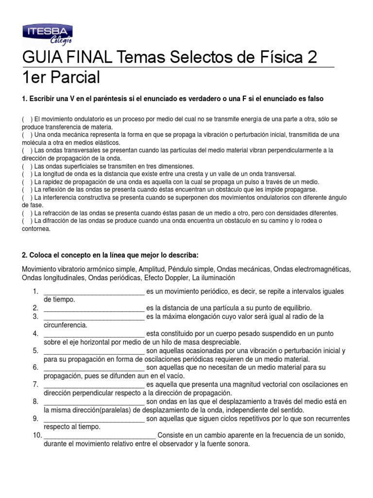 Guia Final - Temas Selectos de Física 2 | PDF | Olas | Ligero
