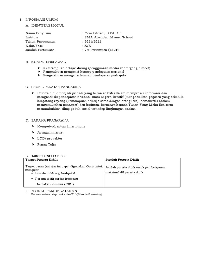 Contoh Modul Ajar | PDF