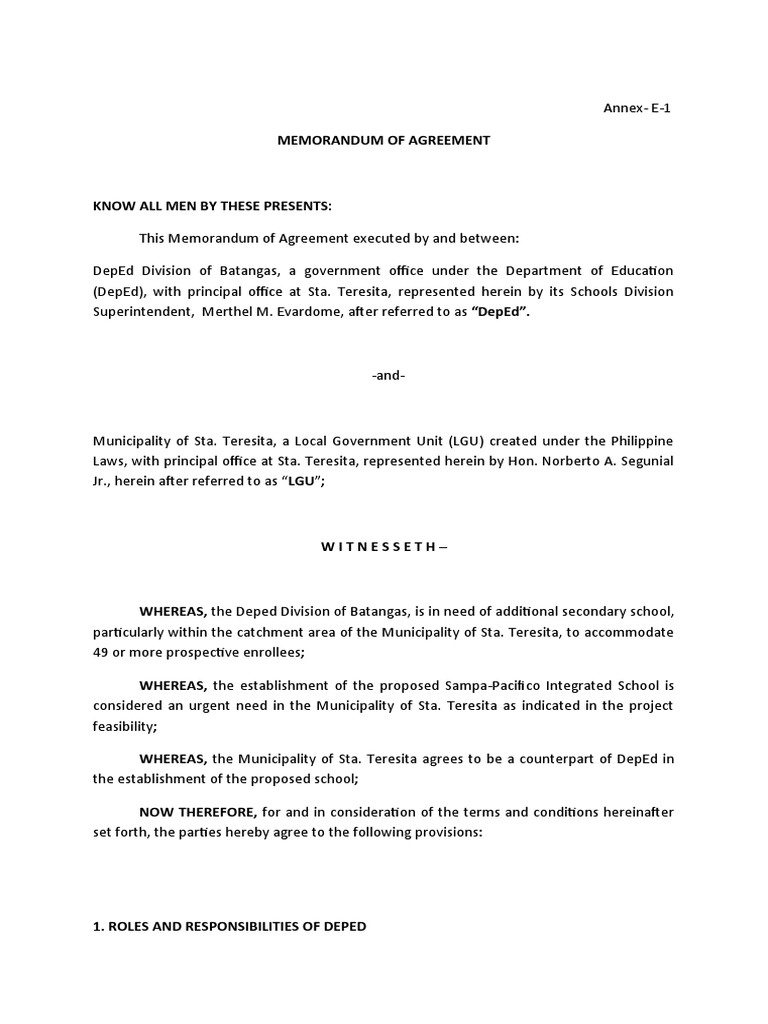 Memorandum of Agreement | Download Free PDF | Government | Justice