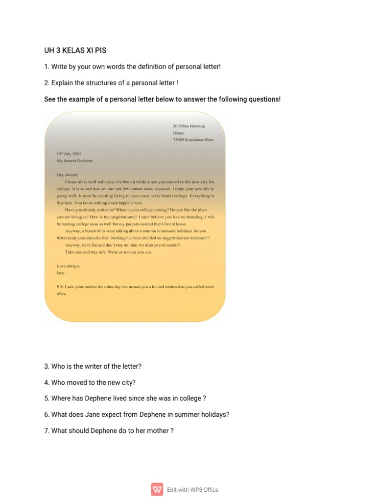 Personal Letter Structure and Analysis | PDF