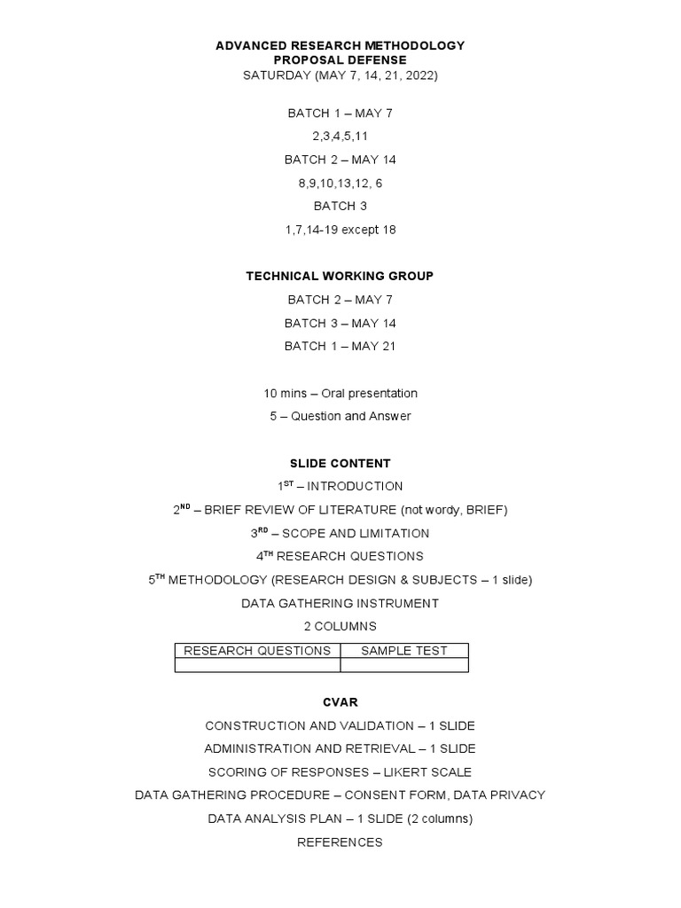 Advanced Research Methodology Proposal Defense | PDF | Methodology ...