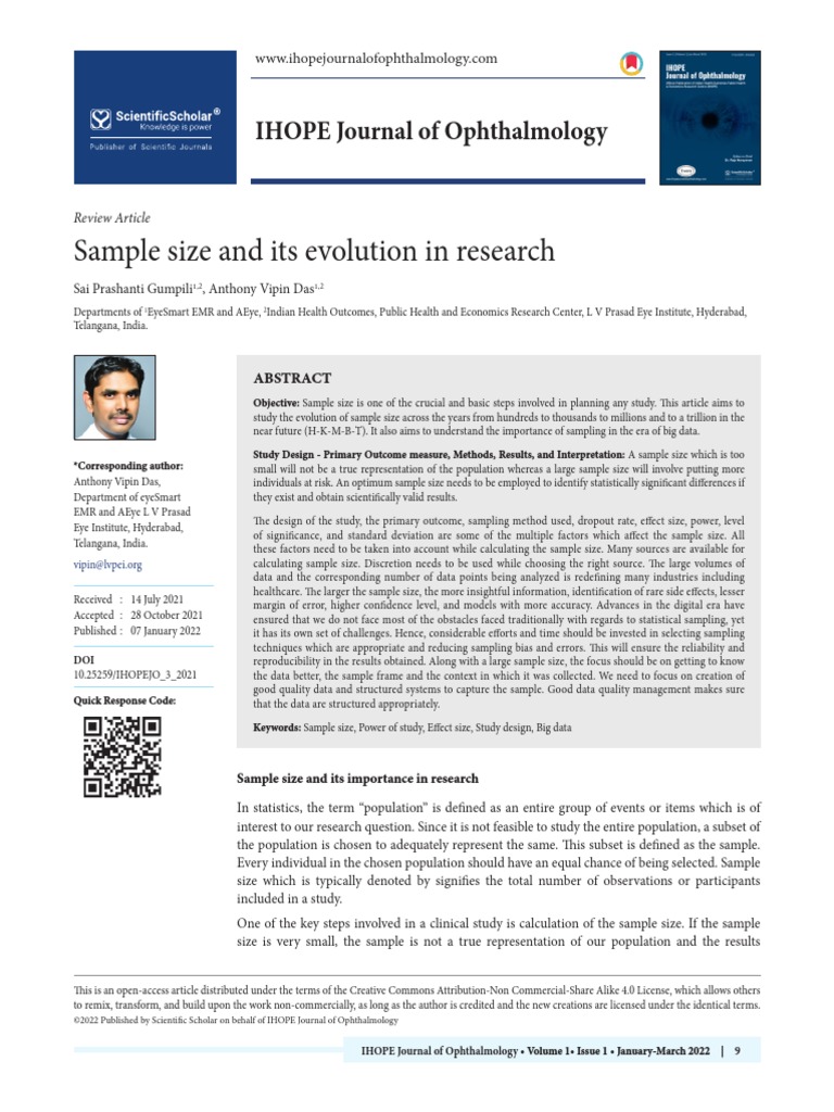 Sample size and its evolution in research | PDF | Sampling (Statistics ...