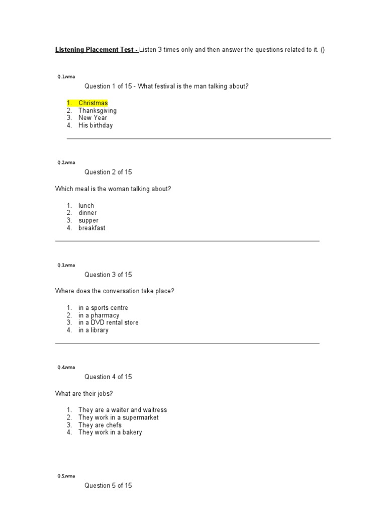 Oral Placement Test | PDF | Languages | Further Education