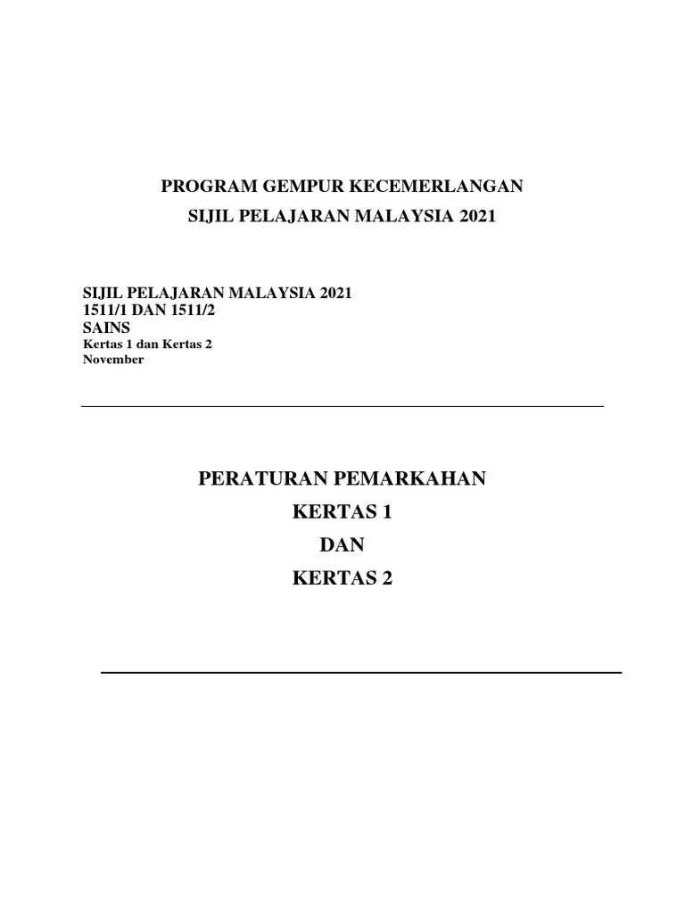Skema Trial Sains Perlis k1&2 | PDF