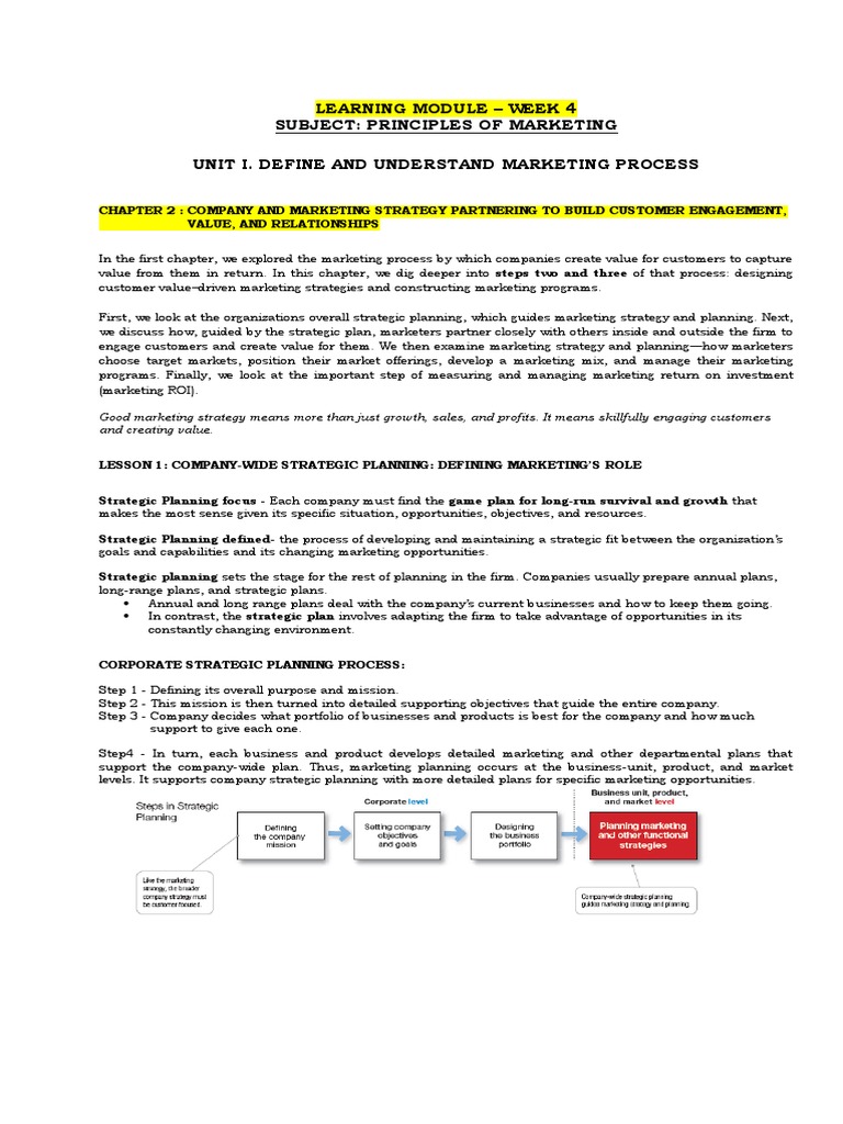 Learning Module - Week 4 Subject: Principles of Marketing Unit I ...