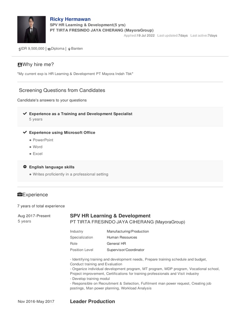 Ricky Hermawan: Why Hire Me? | PDF | Business