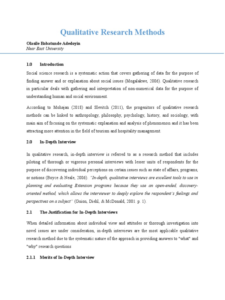 Qualitative Research Methods: Olasile Babatunde Adedoyin | PDF ...