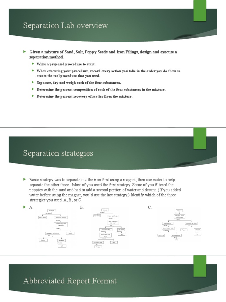 Separating the Components: An Analysis of Separation Methods and Results from a Mixture of Sand ...