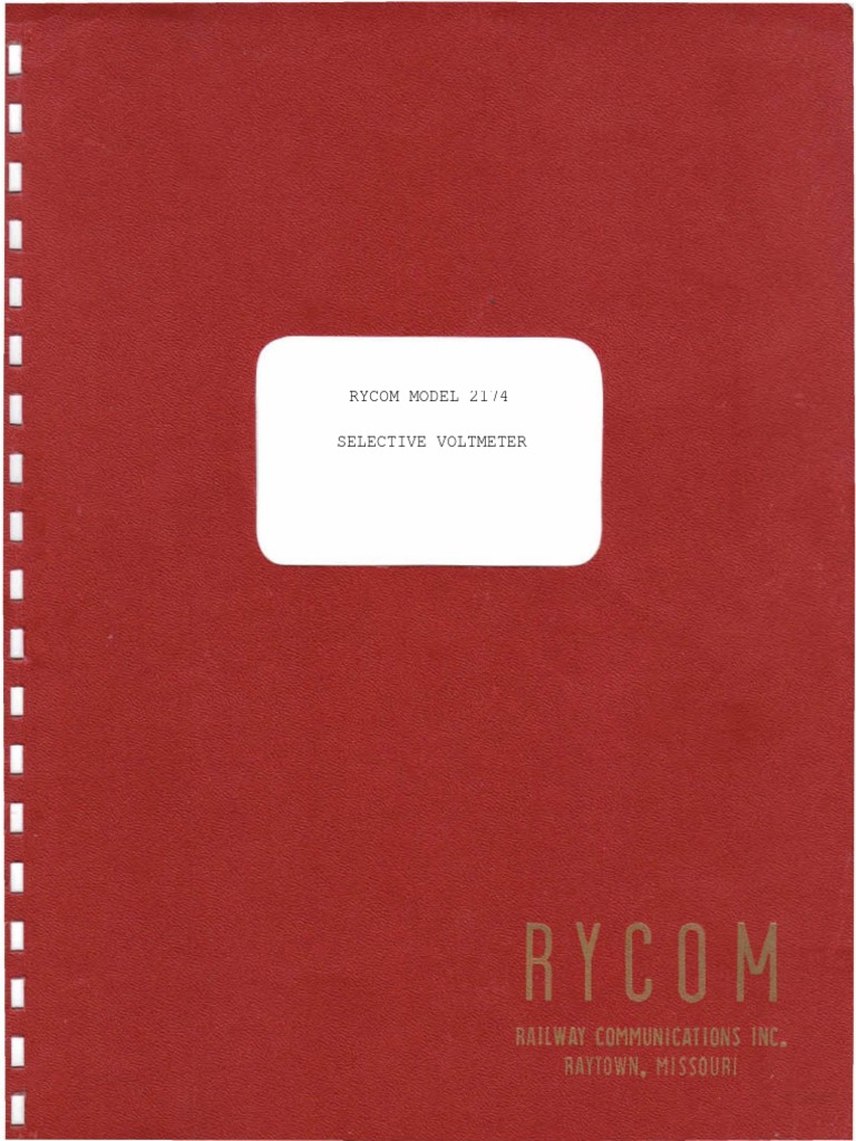 Rycom Model 2174 Frequency Selective Voltmeter Maintenance Manual 1968 | PDF | Detector (Radio ...