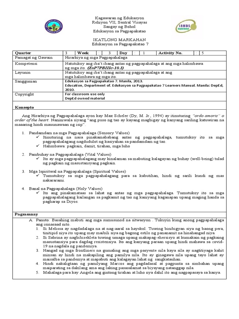 EsP7 Q3 Wk3 Day1 | PDF
