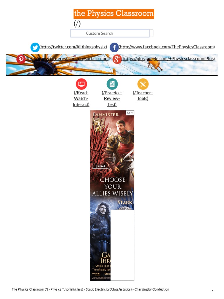 Physics Tutorial - Charging by Conduction | PDF | Electric Charge | Electricity