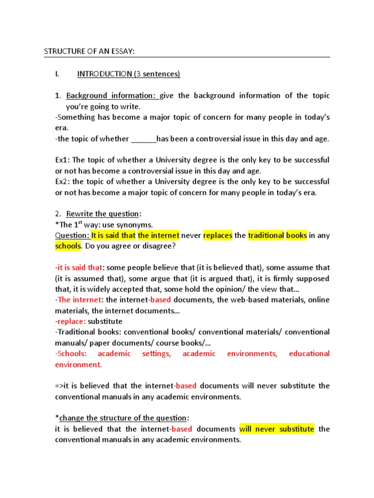 Structure of An Essay (Vstep) | PDF | Essays | Internet