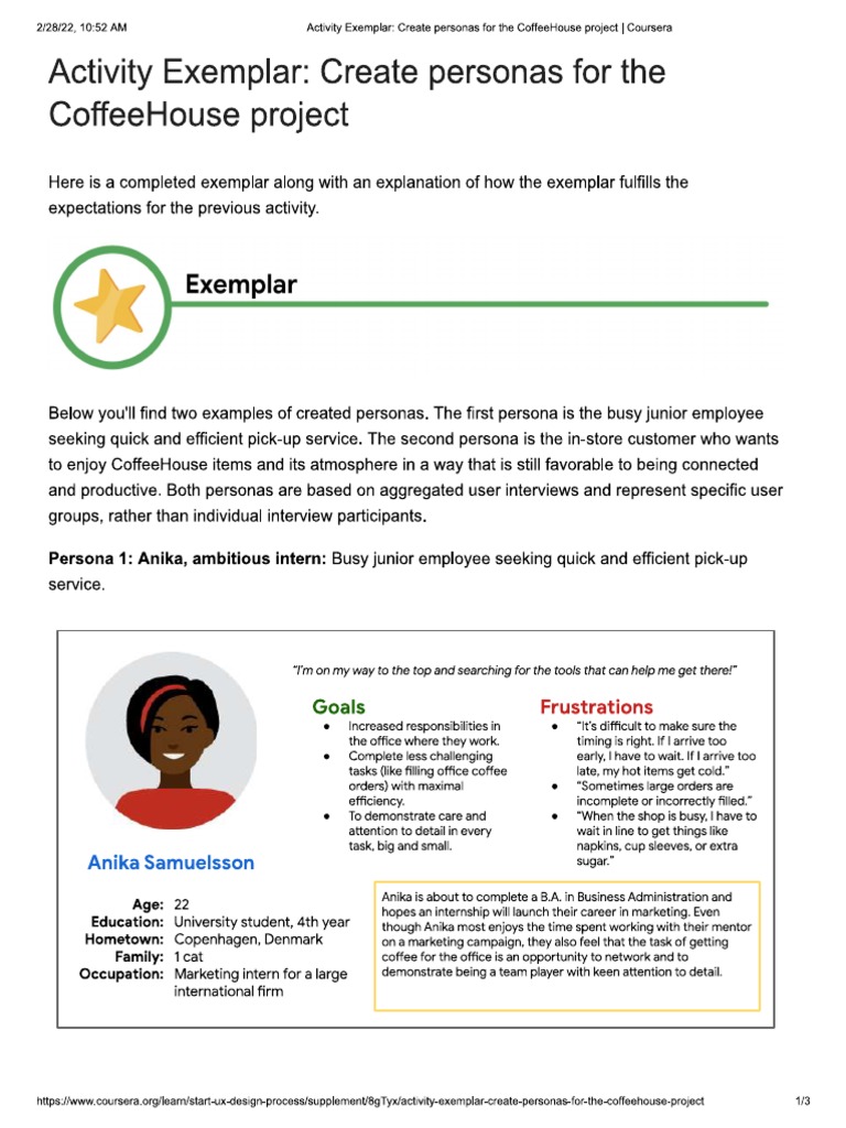 Create Personas For The Coffeehouse Project | PDF