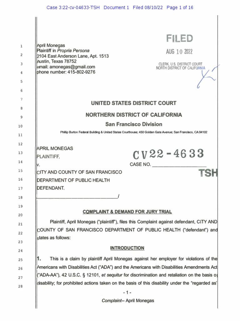 Gov Uscourts Cand 399207 1 0 | PDF | Americans With Disabilities Act Of 1990 | Damages