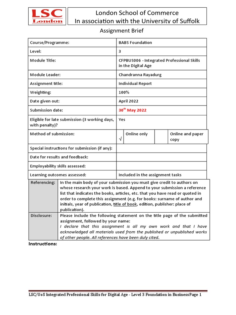 Uos Babsfy-Ipsda Assignment March 2022 | PDF | Competence (Human Resources) | Evaluation