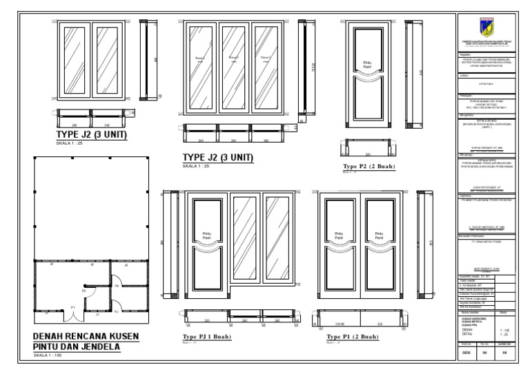 Type J2 (3 Unit) : Denah Rencana Kusen Pintu Dan Jendela | PDF