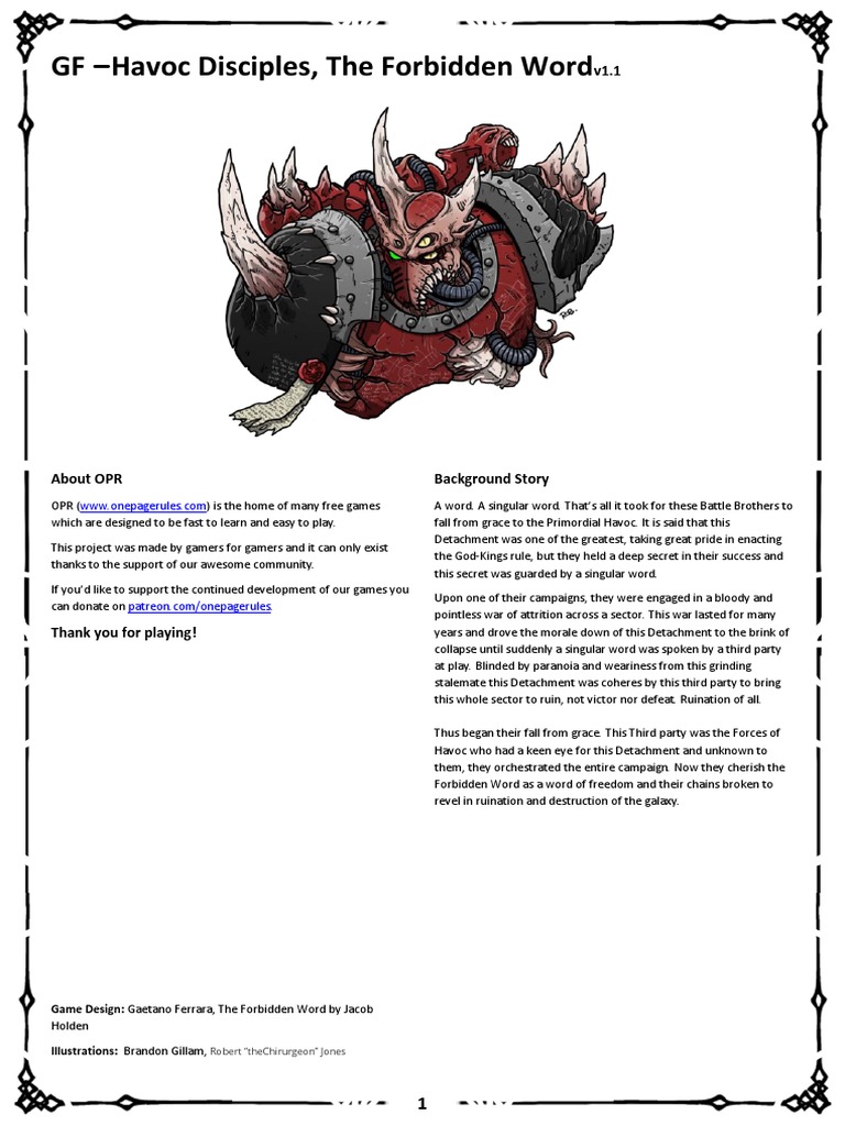 GF+GFF - Havoc - Disciples - The - Forbidden - Word - v1.1 | PDF
