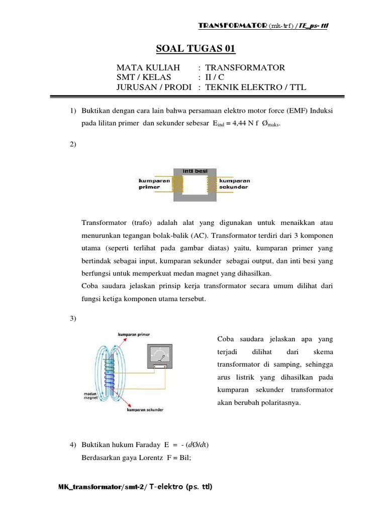 Tugas 01 Makul Transformator | PDF