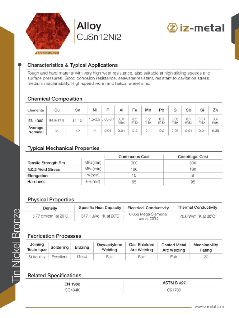 Cu SN 12 Ni 2 | PDF