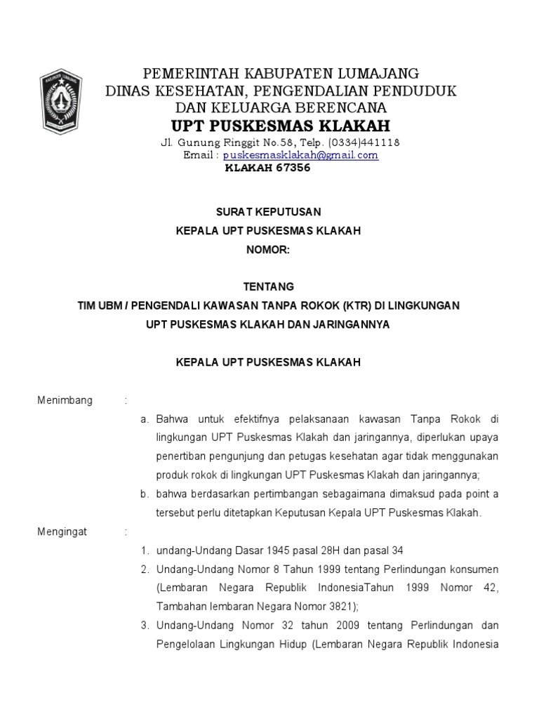 Tim Pengendali KTR Puskesmas | PDF | Pengembangan Diri