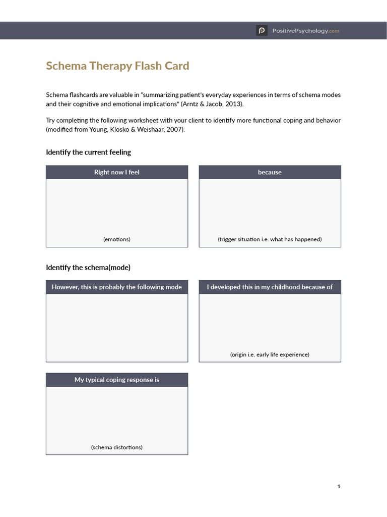 Schema Therapy Flash Card | PDF