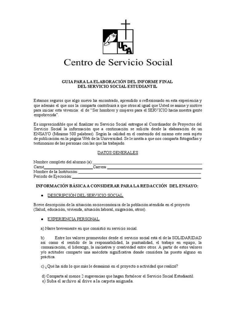 Guia Informe Final CSS 2022 | PDF