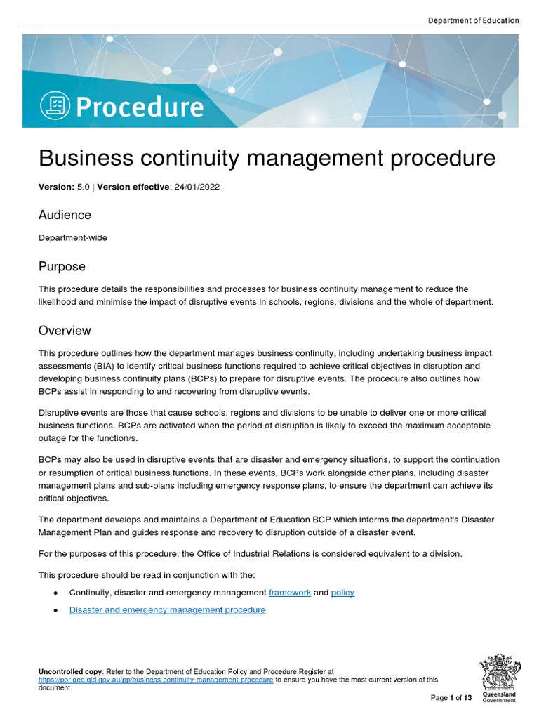 BCM Procedure | PDF | Emergency Management | Emergency