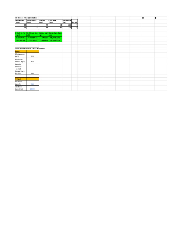 Residence Time Calculation in Molding | PDF