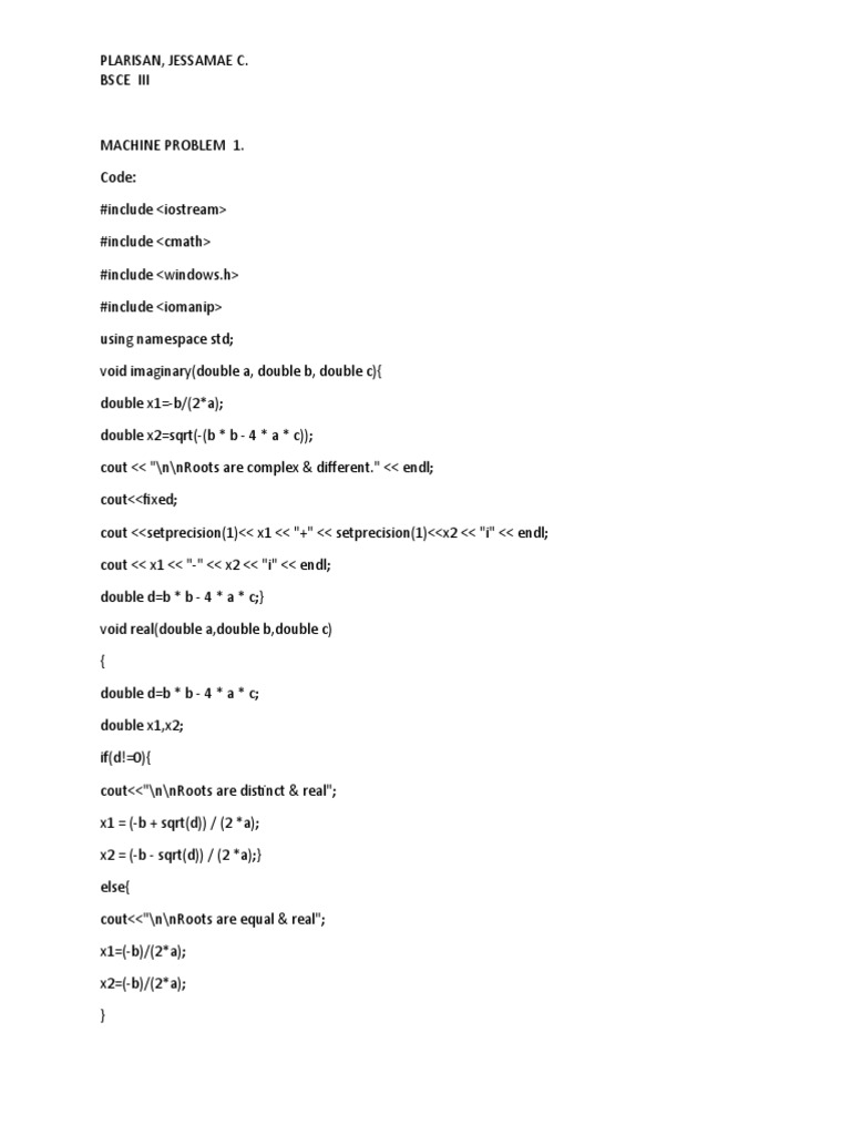 PLARISAN MACHINE PROBLEM 1 | PDF