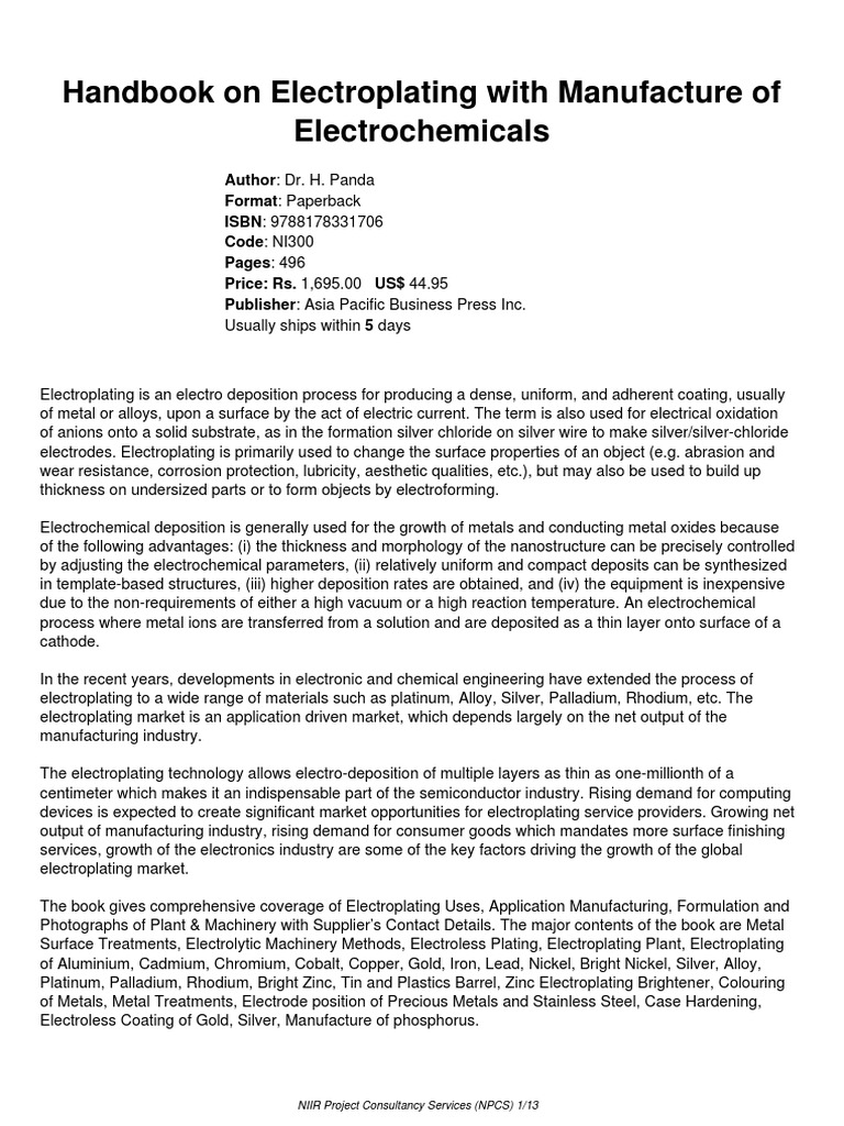 Electroplating Handbook Guide | PDF | Electrochemistry | Silver