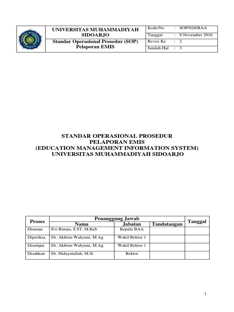 Sop Pelaporan Emis | PDF