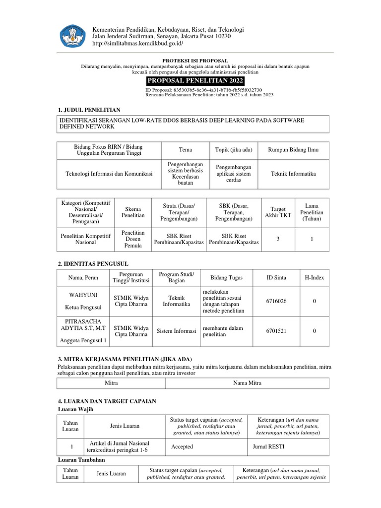 UsulanLengkapPenelitian WAHYUNI S.Kom, M.Kom | PDF