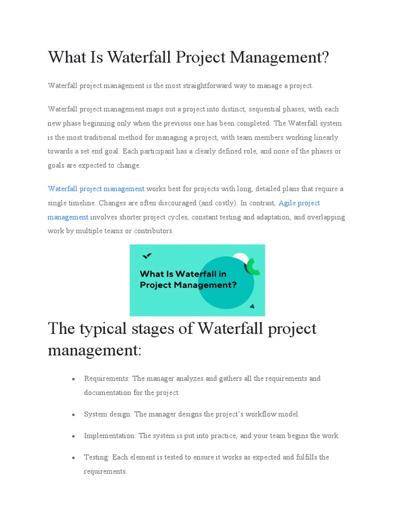 What Is Waterfall Project Management | PDF