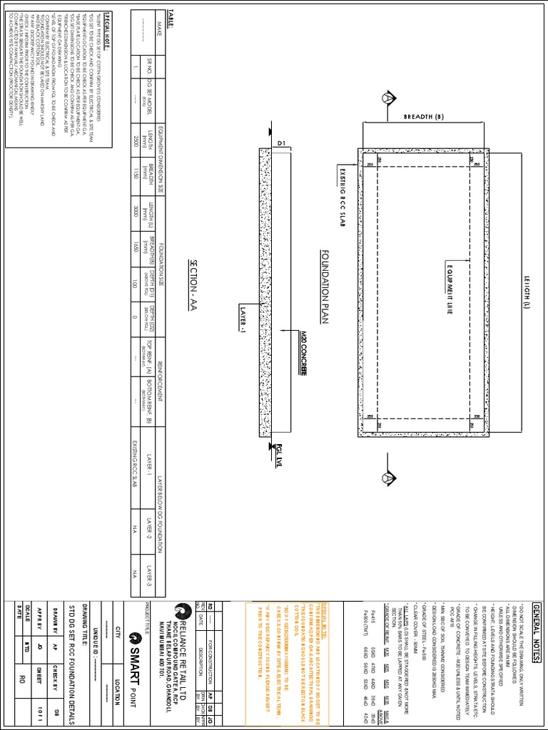 SP STD - DG Set Foundation On Existing RCC Slab Details - r0 - GFC (100 ...