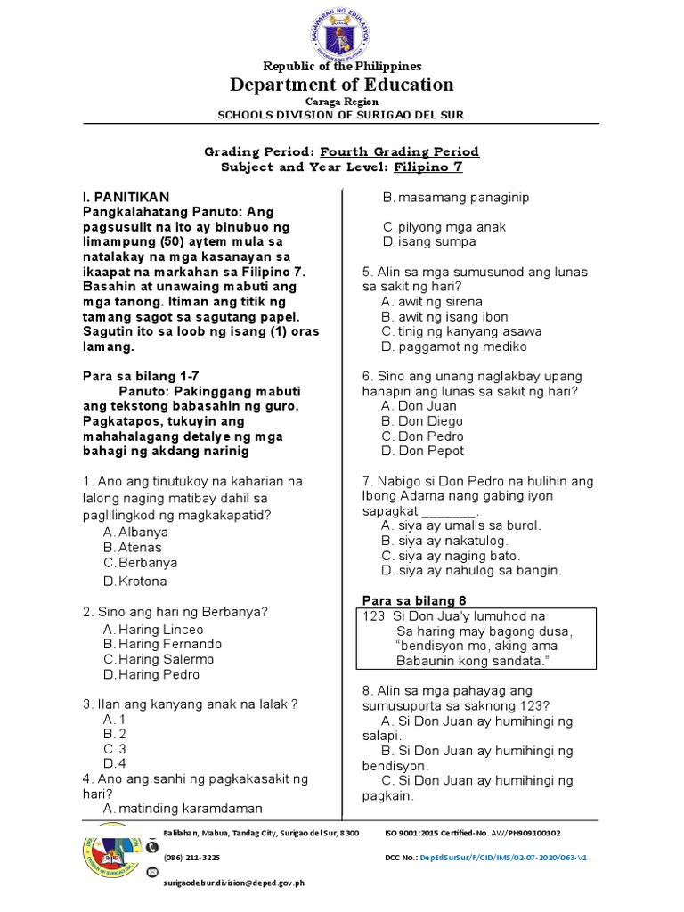 Filipino 7 - Q4 | PDF