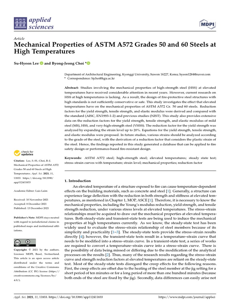 Applied Sciences: Mechanical Properties of ASTM A572 Grades 50 and 60 ...