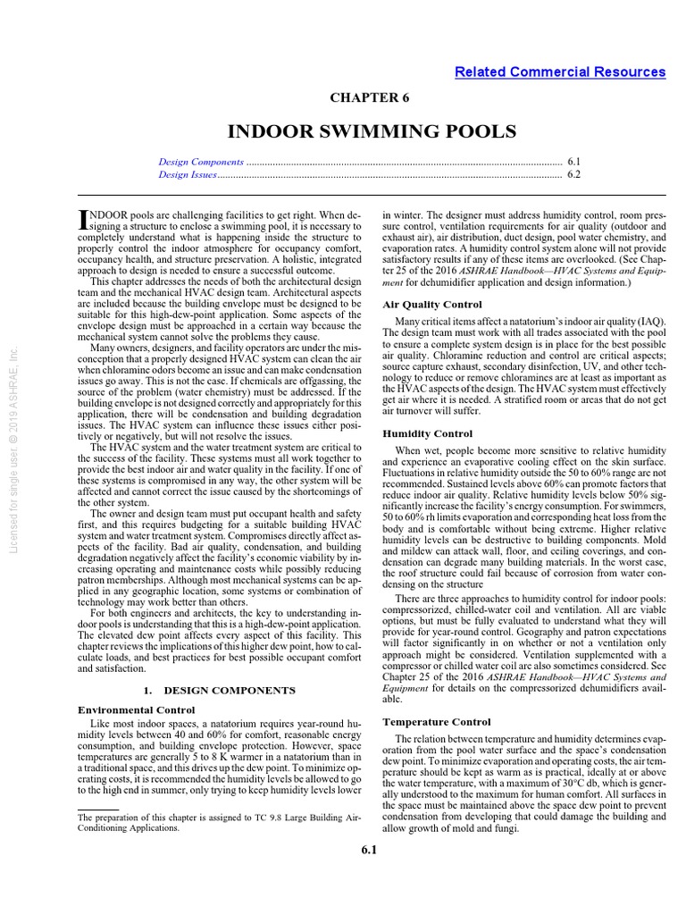 2019 ASHRAE Handbook HVAC Applications SI Swimming Pool | PDF ...