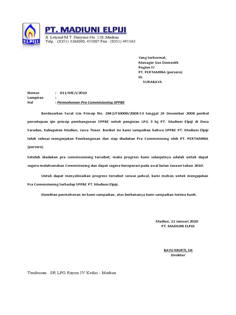 Permohonan Pra Commisioning | PDF