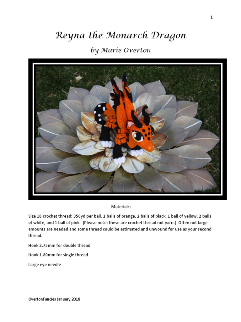Reyna The Monarch Dragon ENG | PDF | Crochet | Yarn