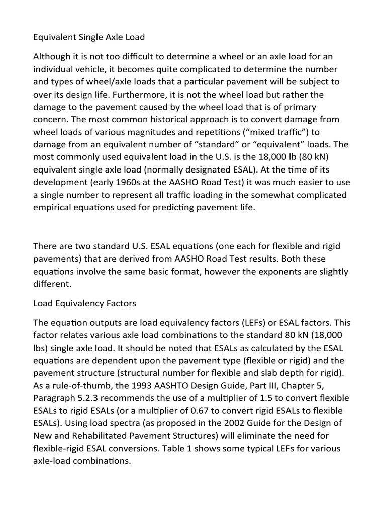 Equivalent Single Axle Load | PDF | Trailer (Vehicle) | Truck