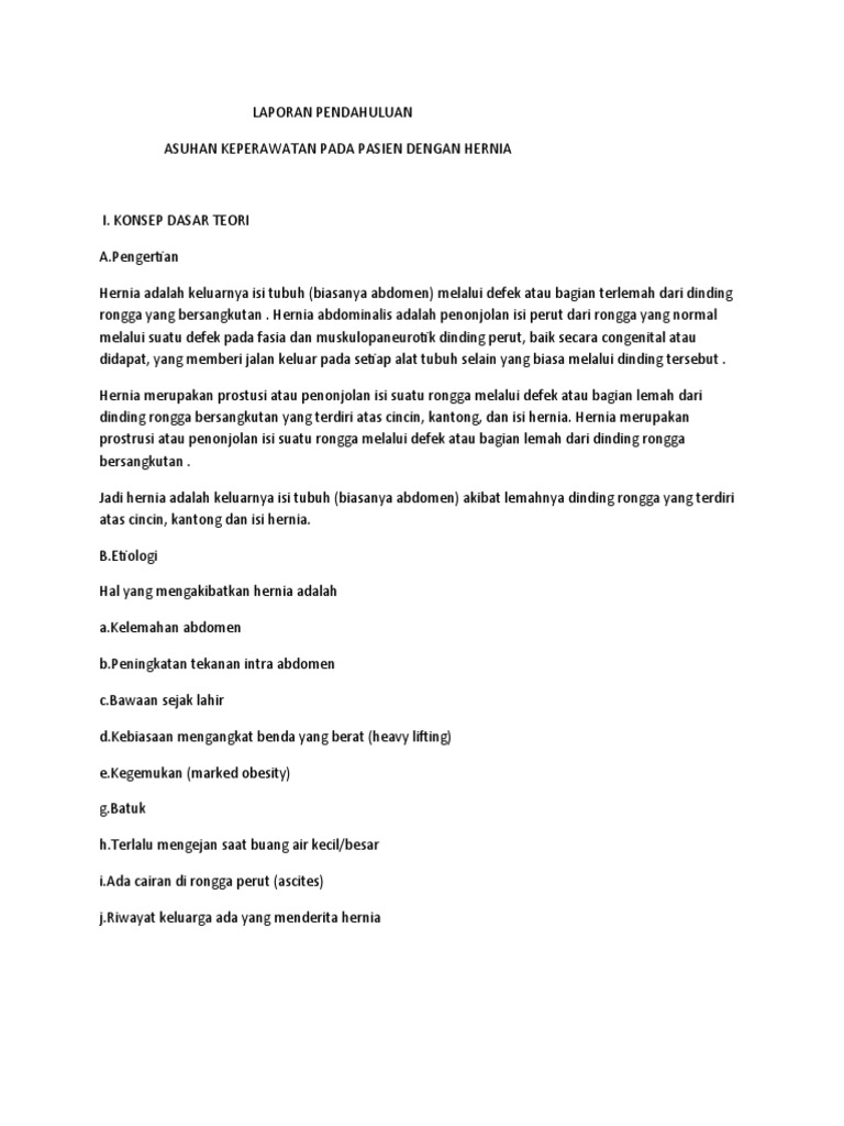 Pre Op Hernia Ingunalis | PDF